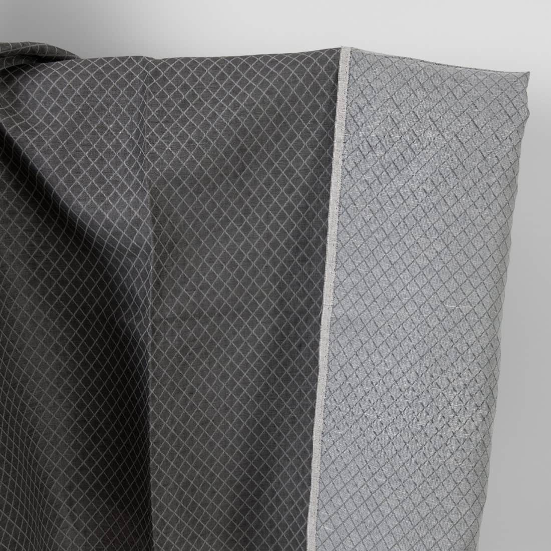 Halbleinen in grauem Diamantmuster 150cm Leinen Boutique